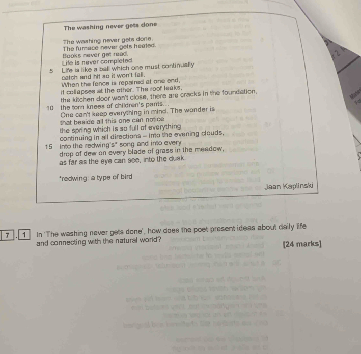 Solved: The washing never gets done The washing never gets done. The ...