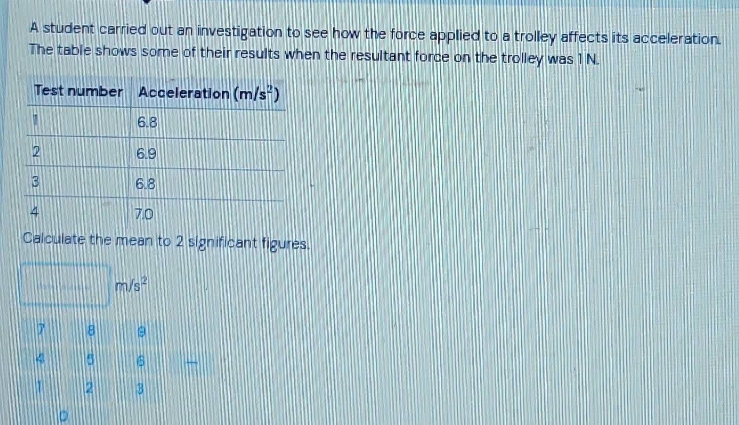 Solved: A student carried out an investigation to see how the force ...