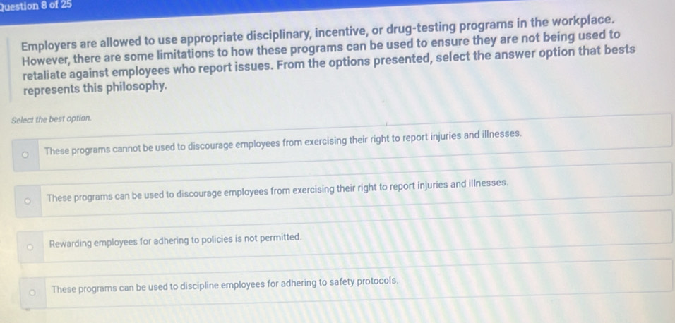 Solved: Employers are allowed to use appropriate disciplinary ...