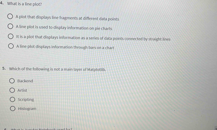 Solved: What is a line plot? A plot that displays line fragments at ...