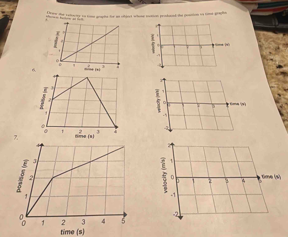 Solved: Draw the velocity vs time graphs for an object whose motion ...