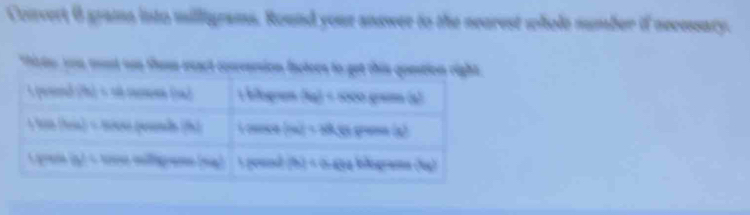 Solved: Convert 6 grams into milligrams. Round your answer to the ...