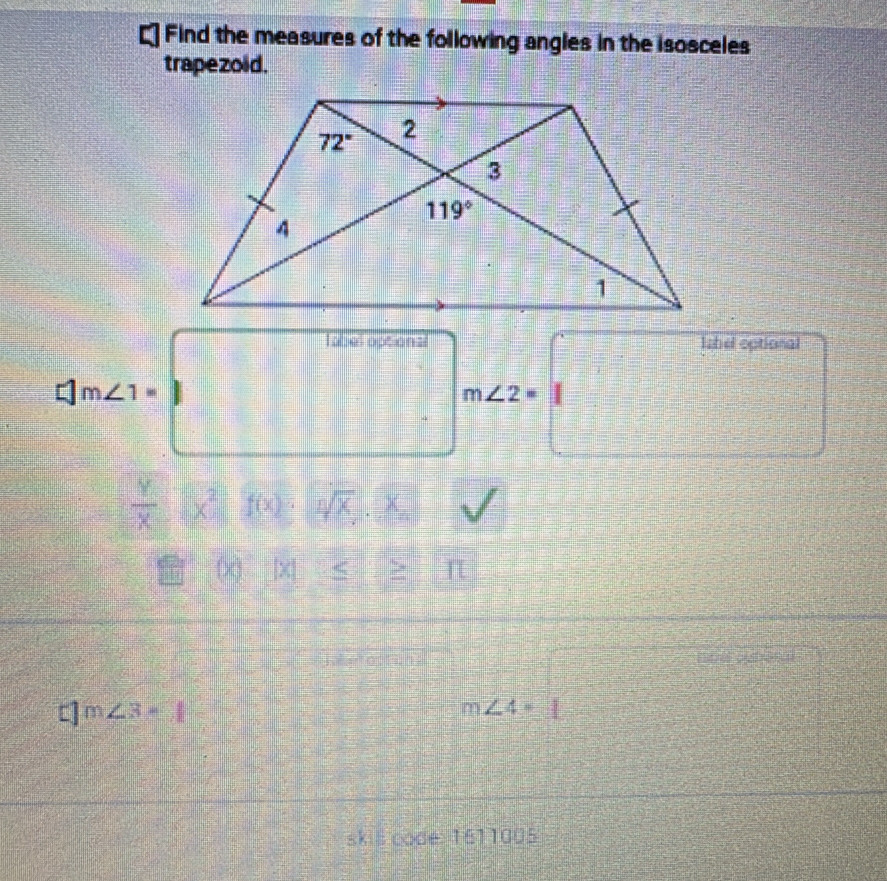 Solved: Find the measures of the following angles in the isosceles ...
