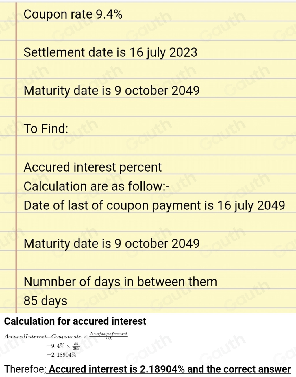 Solved: Consider BOND AAA Coupon rate: 9,4% per year Yield to maturity ...