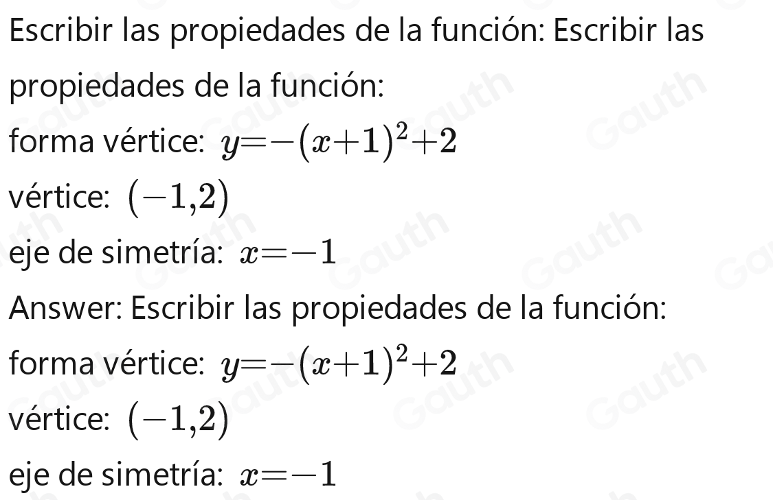 Resuelto:7.- Halla analiticamente (con el debido proceso) ell vértice, el eje de simetria y los pun