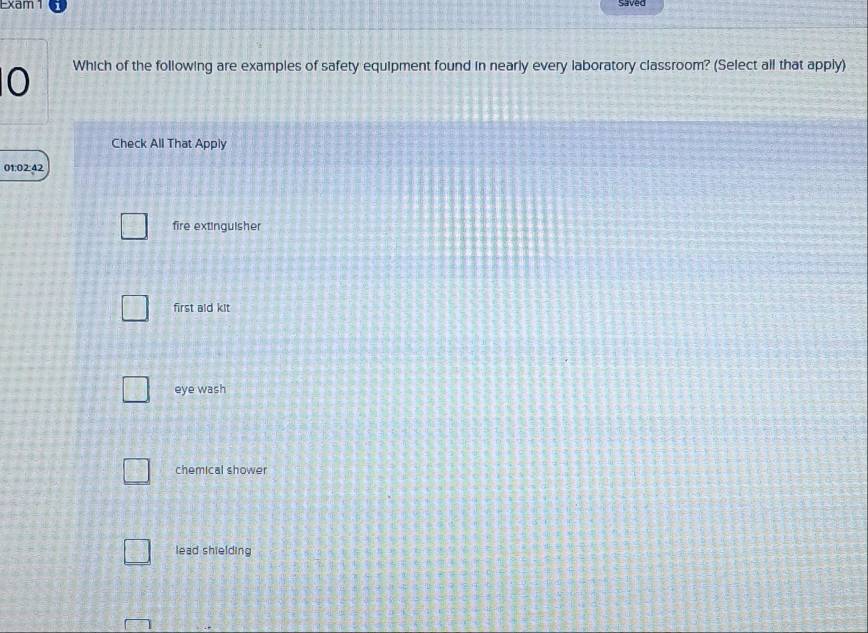 Solved: Exam 1 Saved Which of the following are examples of safety ...