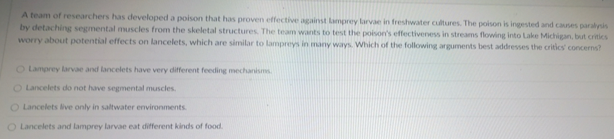 Solved: A team of researchers has developed a poison that has proven ...