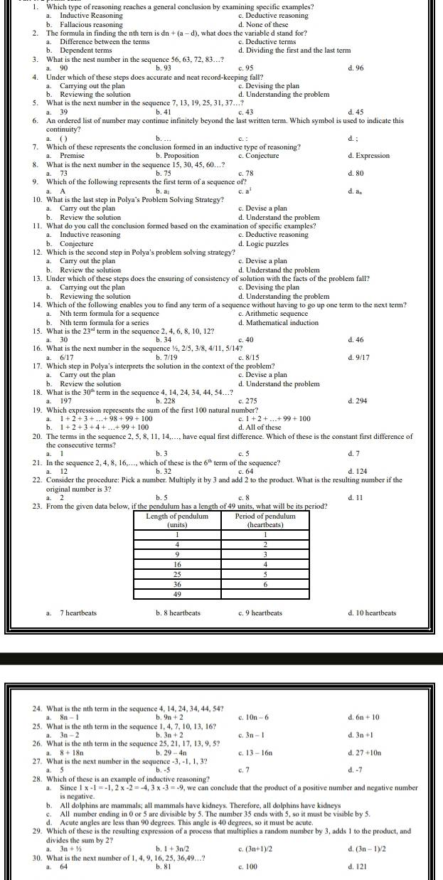 Solved: Which type of reasoning reaches a general conclusion by examining specific examples? a ...