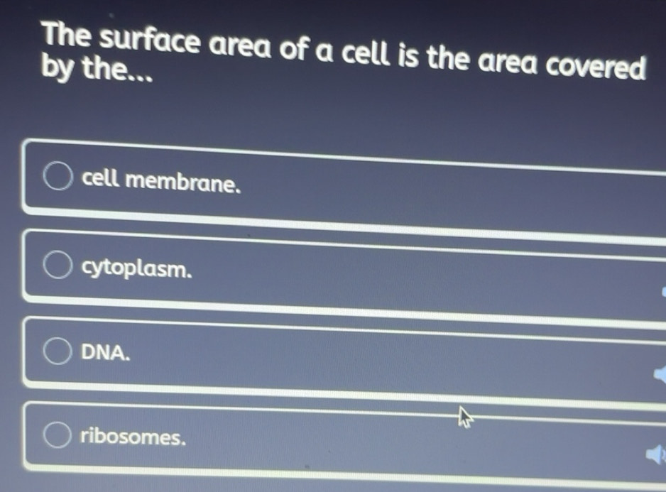 Solved: The surface area of a cell is the area covered by the... cell ...