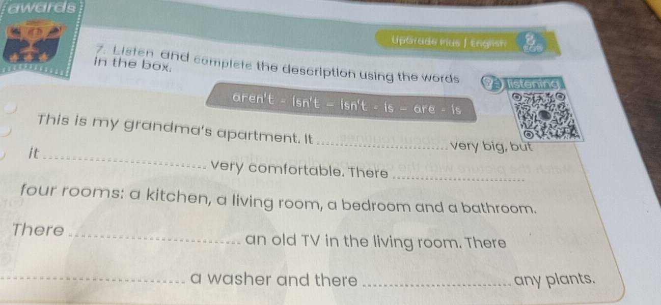 Resuelto:awards UpGrade Mus ∫ English 7. Listen and complete the ...