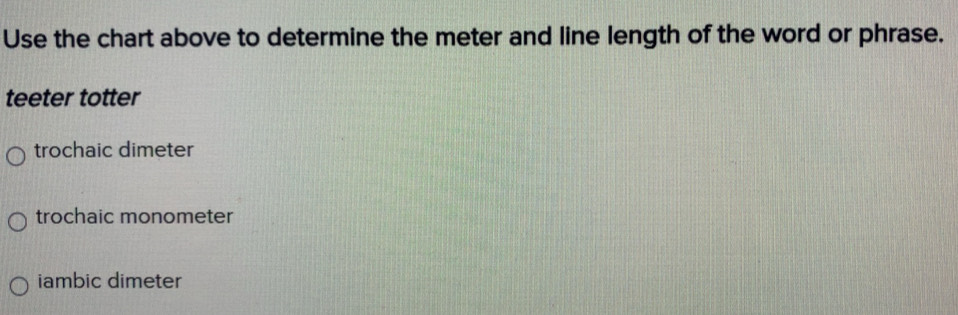 Solved: Use the chart above to determine the meter and line length of ...