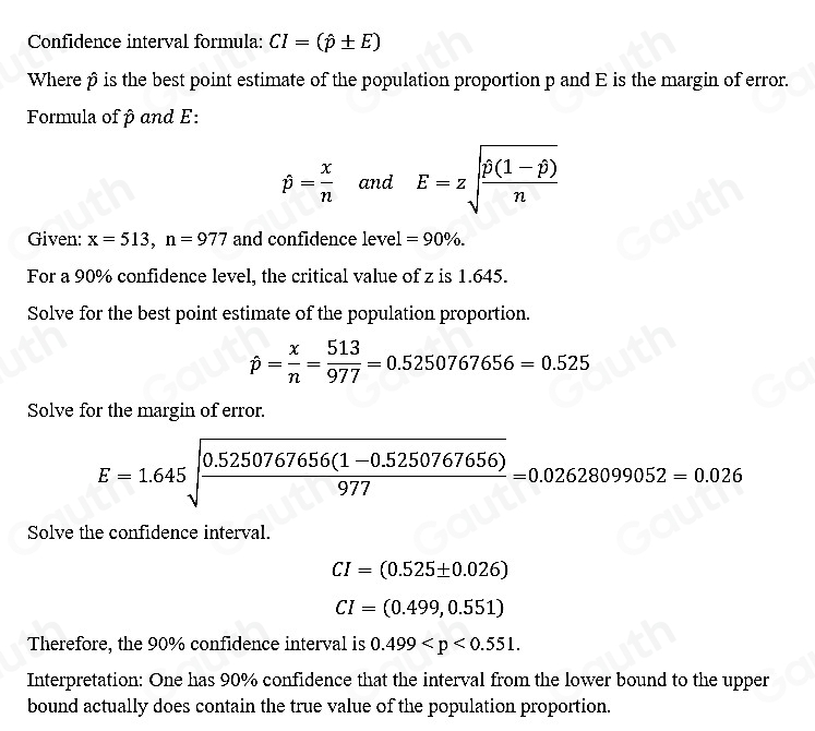 Solved: Use the sample data and confidence level given below to ...