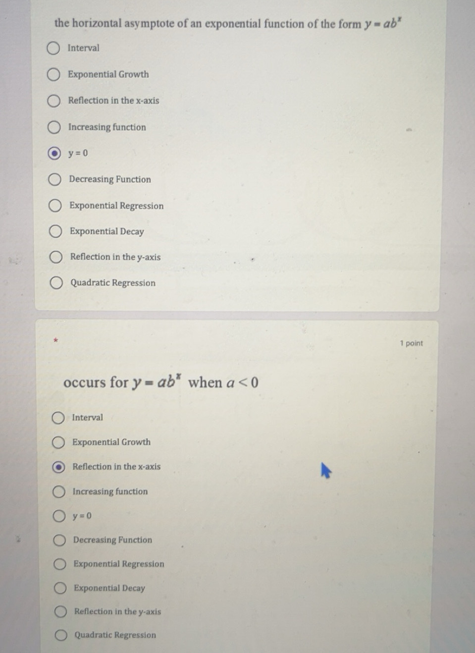 Solved: the horizontal asymptote of an exponential function of the form ...
