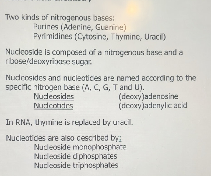 Solved: Two kinds of nitrogenous bases: Purines (Adenine, Guanine ...