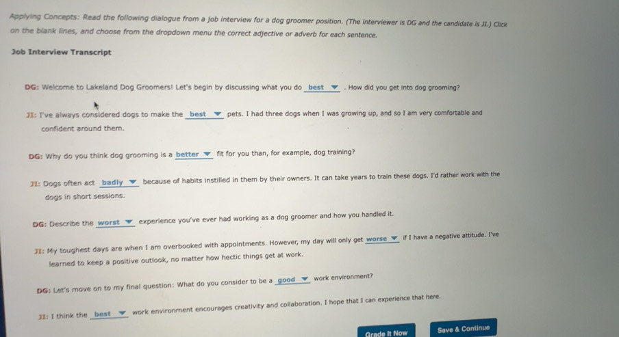 Solved: Applying Concepts: Read the following dialogue from a job ...