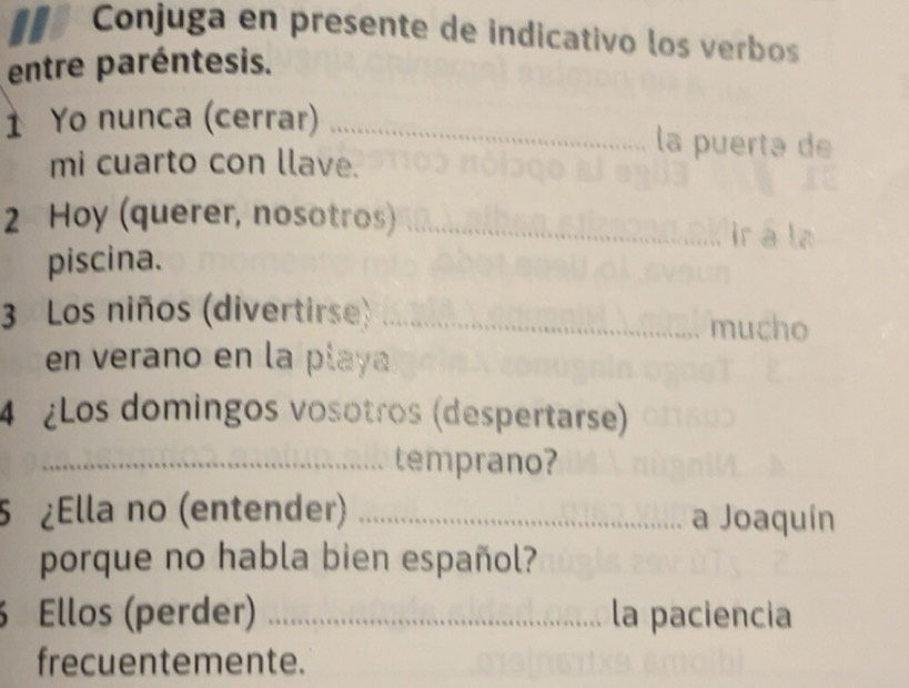 Risolto:Conjuga en presente de indicativo los verbos entre paréntesis ...