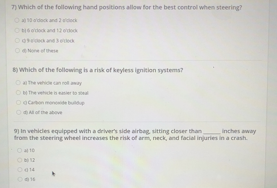 Solved: Which of the following hand positions allow for the best ...
