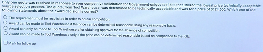 Solved: Only one quote was received in response to your competitive ...