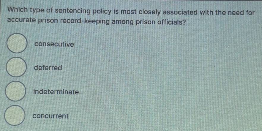 Solved: Which type of sentencing policy is most closely associated with ...