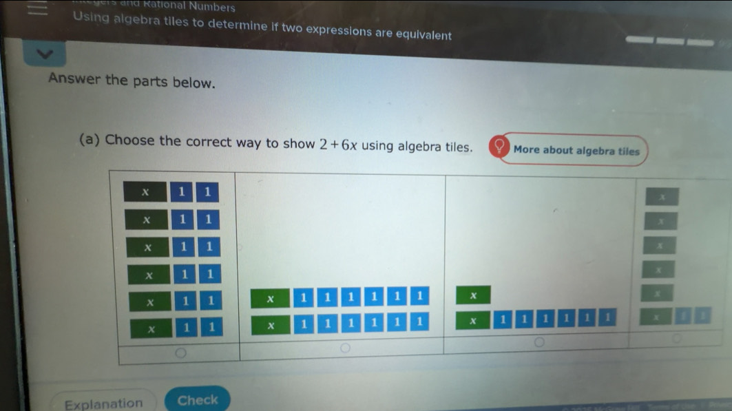 Solved: Rational Numbers Using algebra tiles to determine if two ...