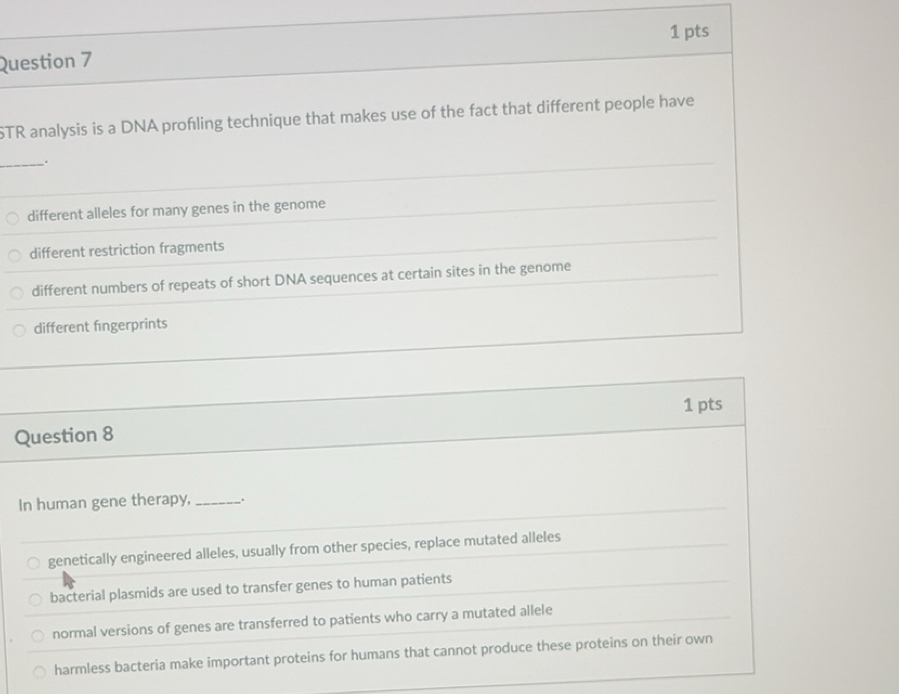 Solved: STR analysis is a DNA profiling technique that makes use of the ...