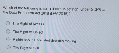Solved: Which of the following is not a data subject right under GDPR ...