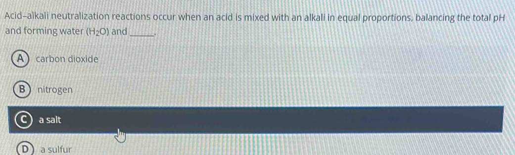 Solved: Acid-alkali neutralization reactions occur when an acid is ...