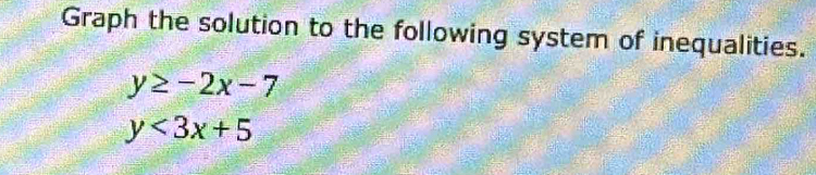Solved: Graph the solution to the following system of inequalities. y≥ ...