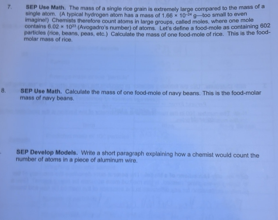 Solved: SEP Use Math. The mass of a single rice grain is extremely ...
