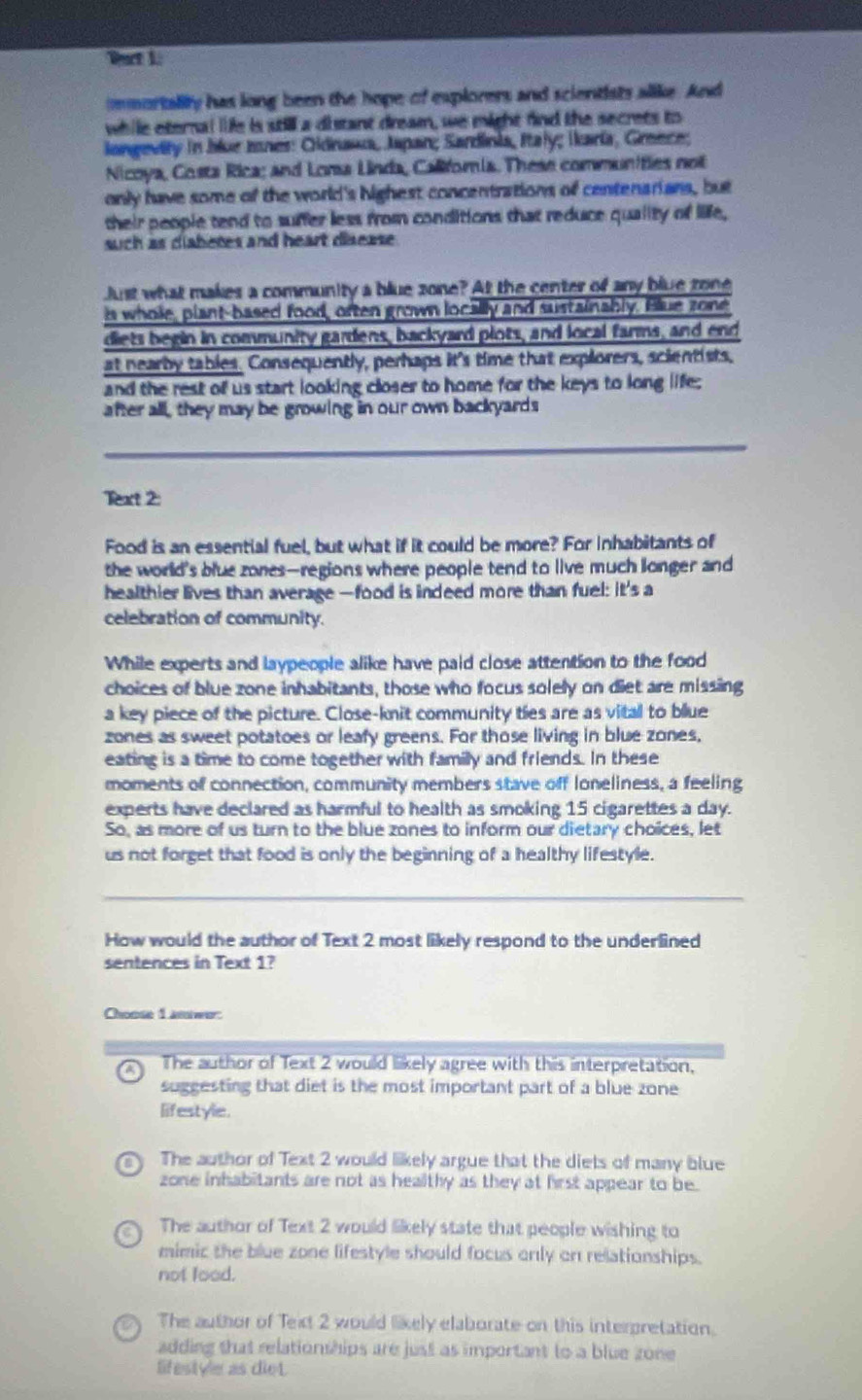 Solved: Purt 1 mmortalily has long been the hope of explorers and ...