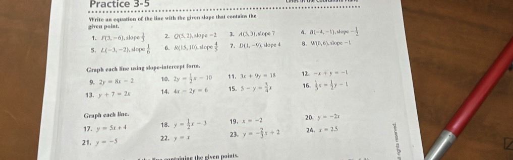 Solved: Practice 3-5 Write an equation of the line with the given slope ...