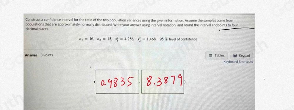 Resuelto:Construct a confidence interval for the ratio of the two ...