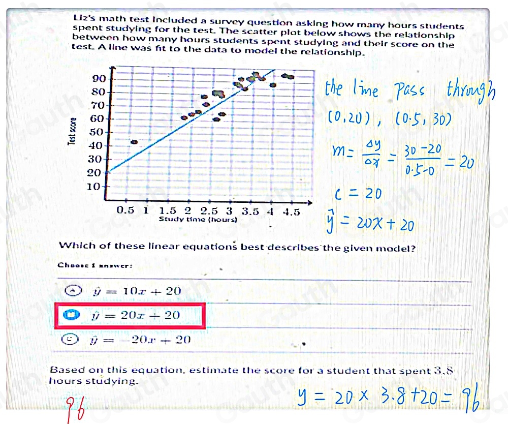 Solved: Liz's math test included a survey question asking how many ...