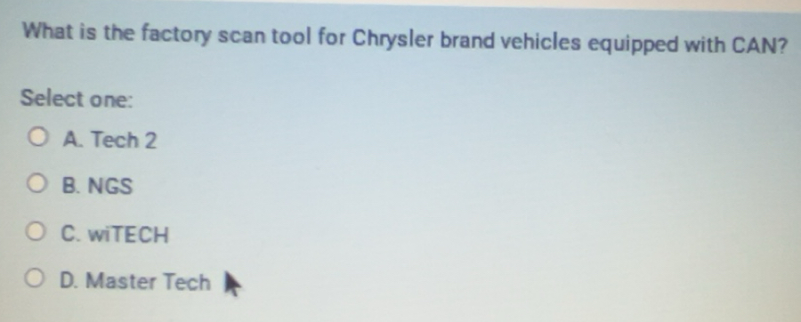 Solved: What is the factory scan tool for Chrysler brand vehicles ...