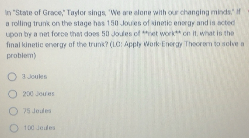 Solved: In "State of Grace," Taylor sings, "We are alone with our ...