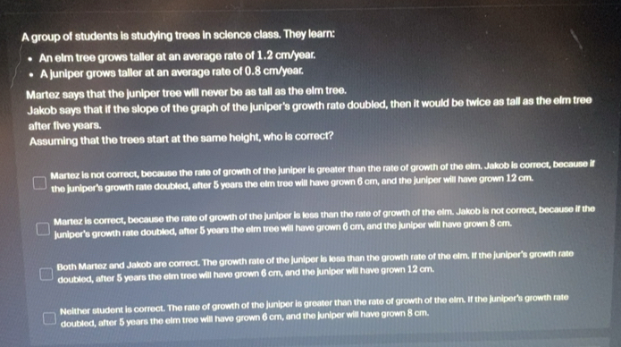 Solved: A group of students is studying trees in science class. They ...