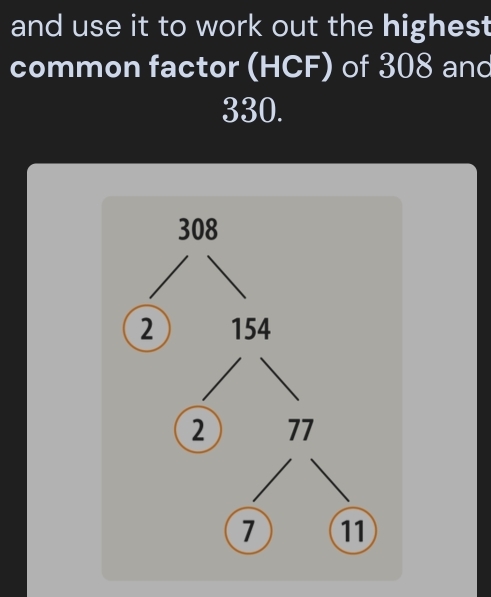 Solved: and use it to work out the highest common factor (HCF) of 308 ...