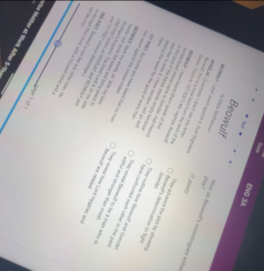 Solved: Tools ENG 3A Beowulf by Eddie McPherson (1 point) play? HYGELAC ...