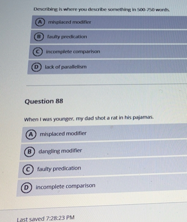 Solved: Describing is where you describe something in 500-750 words. A ...