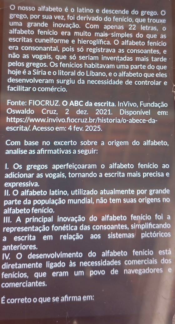 Resolvido:nosso alfabeto é o latino e descende do grego. O grego, por ...
