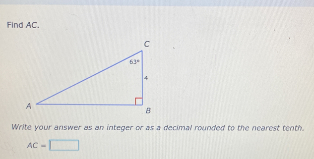 Solved: Find AC. Write your answer as an integer or as a decimal ...
