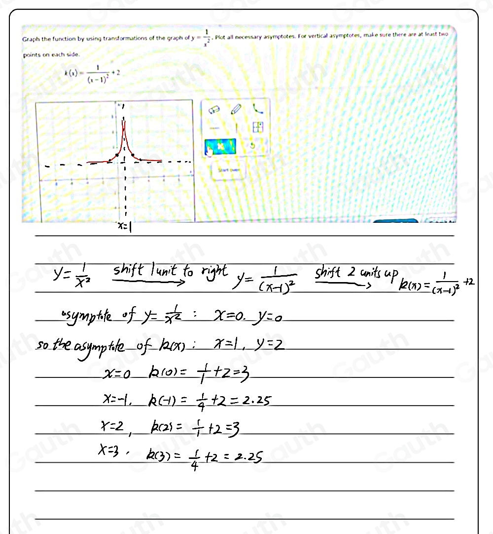 Solved: Graph the function by using transformations of the graph of y ...