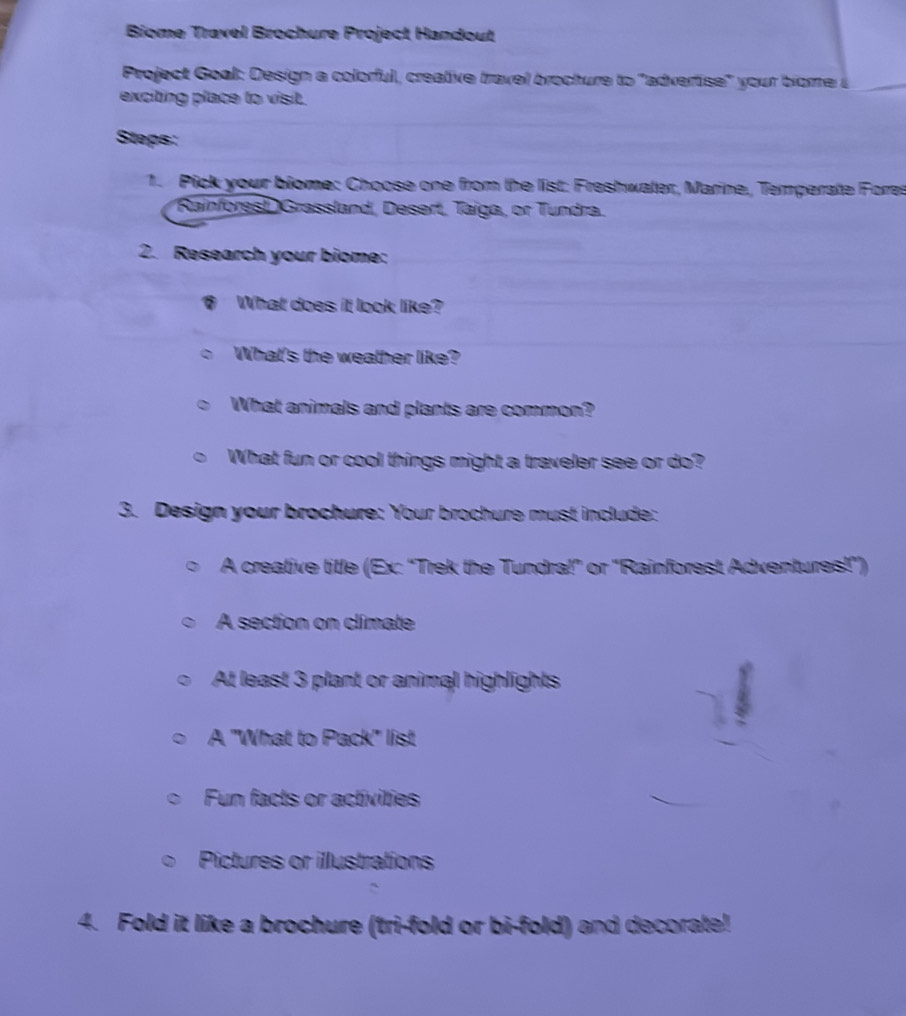 Solved: Biome Travel Brochure Project Handout Project Goal: Design a ...