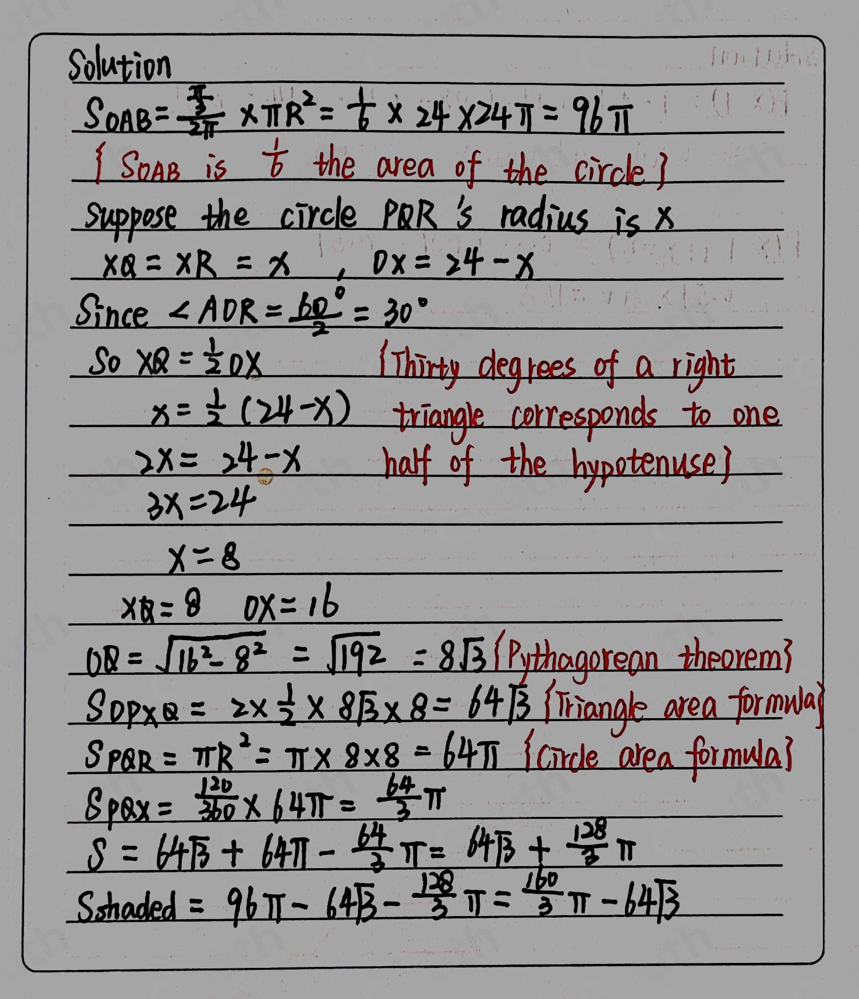 Solved: In the diagram, OAB is a sector of a circle with centre O ...