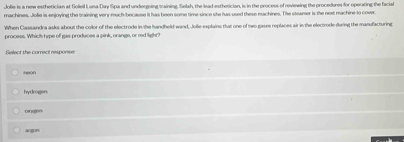 Solved: Jolie is a new esthetician at Soleil Luna Day Spa and ...