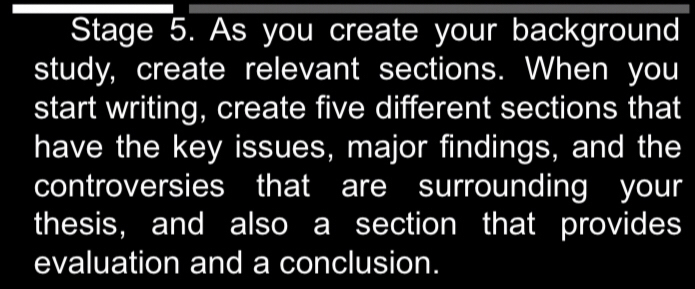 Solved: Stage 5. As you create your background study, create relevant ...