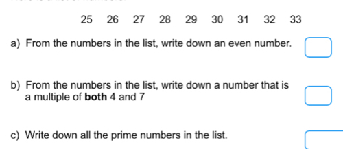 Solved: 25 26 27 28 29 30 31 32 33 a) From the numbers in the list ...