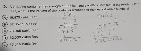 Solved: A shipping container has a length of 327 feet and a width of 15 ...