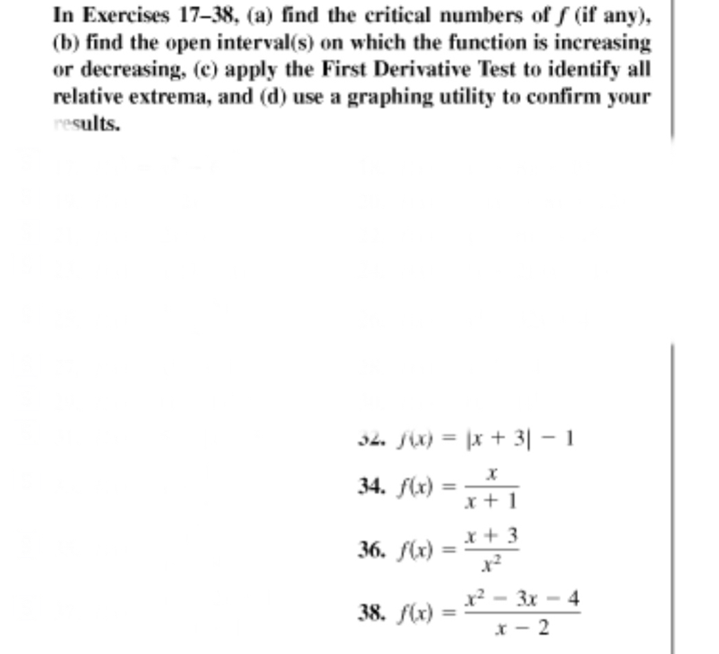Solved: In Exercises 17-38, (a) find the critical numbers of ƒ (if any ...