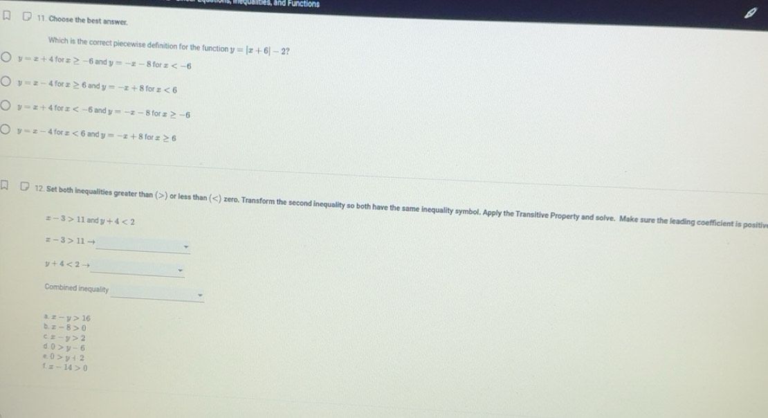 Solved: Choose the best answer. Which is the correct piecewise ...